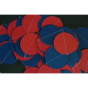 JEYE Red Navy Blue Circle Dots Party Garland Decoration Polka Dots Hanging Streamer Bunting Banner Backdrop Decor for Graduation Birthday National Day Party Supplies, Pack of 2, 26ft/8m in Total