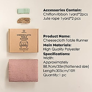 Vitalizart Dusty Rose Pink Cheesecloth Table Runner 10Ft Cheese Cloth Boho Tablecloth 35 x 120 Inches Gauze Fabric Rustic Decorations for Bridal Wedding Decor Baby Shower Valentines Birthday Party