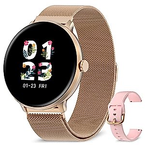 BEBINCA Smart Watch for Women Fitness Tracker Heart Rate,Sleep Monitor,IP68 Waterproof Smartwatch Activity Tracker Step Counter Compatible with iPhone Android Phones (Pink)
