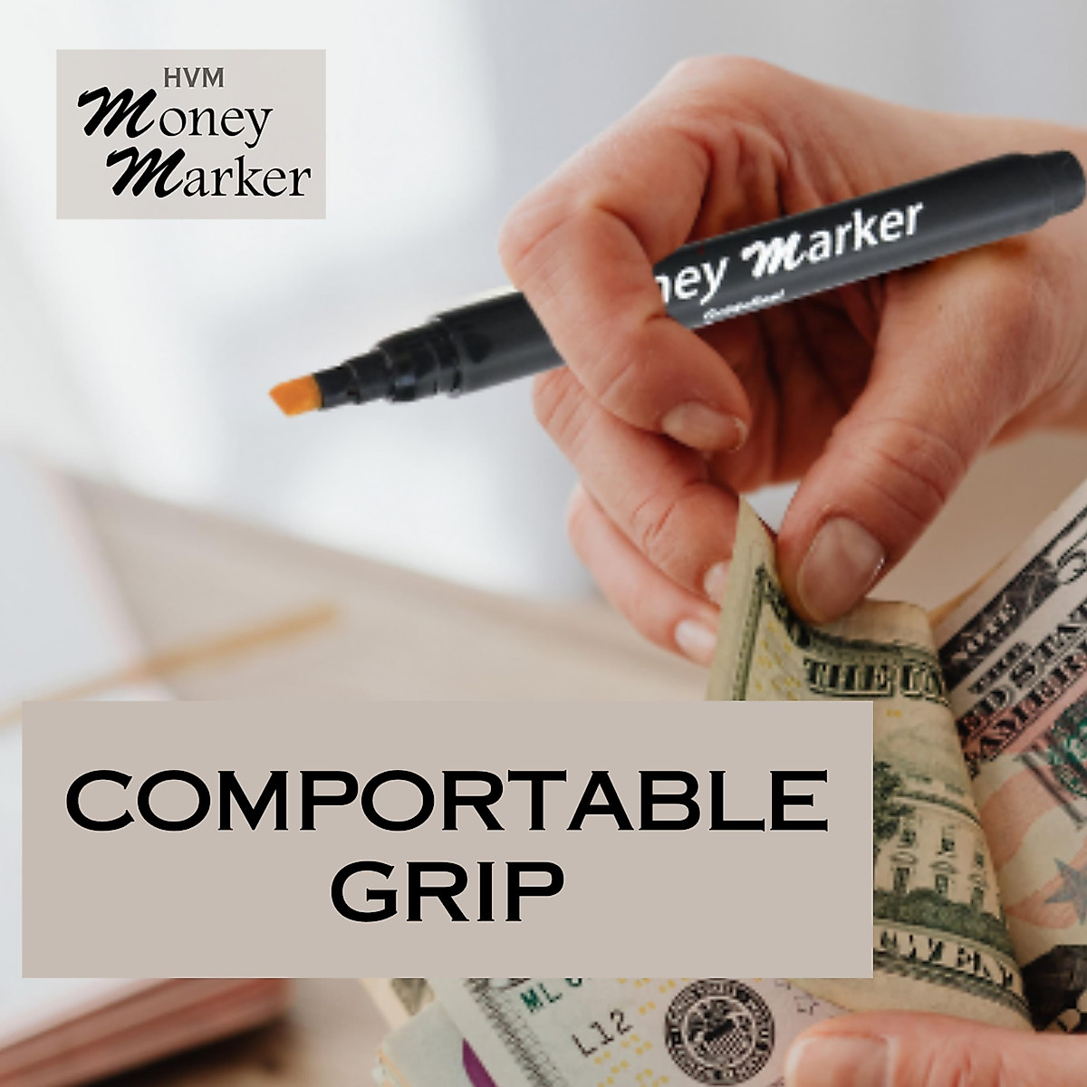 Money Marker (12 Counterfeit Pens) - Counterfeit Bill Detector Pen with Upgraded Chisel Tip - Detects Fake Counterfit Bills, Universal Currency Detectors Pack