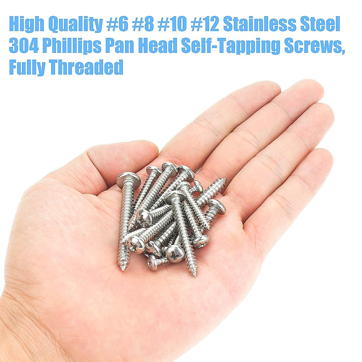 DYWISHKEY 310 Pieces #6#8#10#12 Stainless Steel 304 Phillips Pan Head Self-Tapping Screws, Wood Screws Assortment Kit