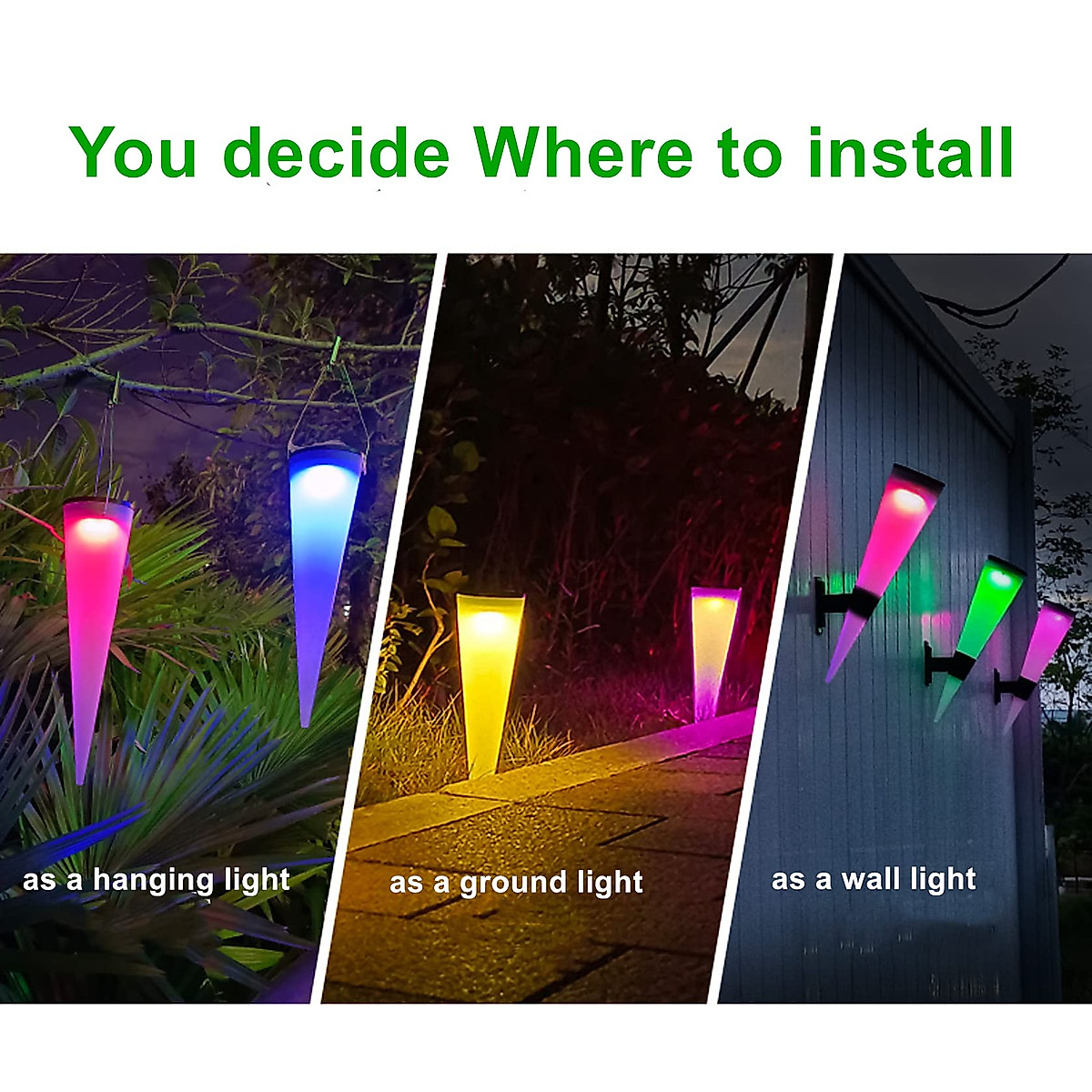 HULPPRE 2Pack Solar Wall Lights Up and Down Outdoor Solar Lights Color Changing 7 Colors or Steady Color,Ip65 Waterproof Fence Lights,Christmas/New Year Decoration Light,for Wall,Stairs,Backyard,Patio