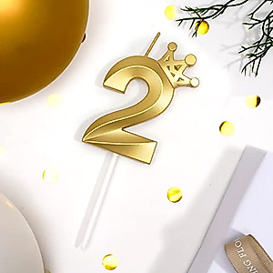 Leezmark 2nd Birthday Number Candle Birthday Decorations Candle Sparkler for Cake Topper, Anniversary Decorations 12 20 21 25 Years Old Birthday Candles (Gold, Number 2 Candle)