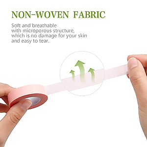 Maitys 6 Roll Lash Tape for Eyelash Extensions with Eyelash Tape Dispenser Cutter Breathable Adhesive Fabric Tape for Eyelash Extension Supplies 0.5 Inch Wide 10 Yard Long (Green, Pink, Purple)