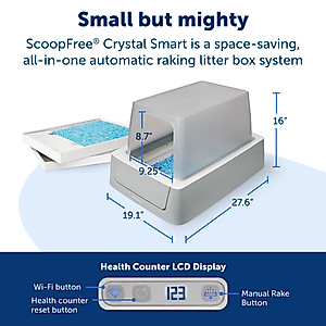 PetSafe ScoopFree Smart Self-Cleaning Cat Litter Box - WiFi & App Enabled - Hands-Free Cleanup With Disposable Crystal Trays - Less Tracking, Superior Odor Control - Includes Disposable Tray and Hood