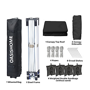 OASISHOME Pop-up Gazebo Instant Portable Canopy Tent 10'x10', with 4 Sidewalls, Windows, Wheeled Bag, for Patio/Outdoor/Wedding Parties and Events (10FTx10FT, White)