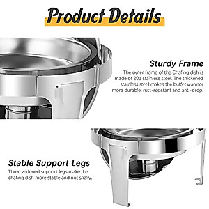 BriSunshine 6L Chafing Dish Buffet Set, Stainless Steel Chafing Dishes with Roll Top Lid, Buffet Servers and Warmers for Parties Catering Event