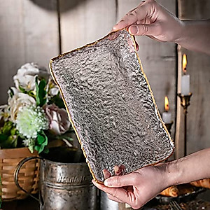 Gezzeny Vintage Coffee Mugs Set, Glass Cups Set with Saucer and Spoon, Clear Embossed Tea Breakfast Dessert Plate for Cappuccino, Latte, Cereal, Milk, Home Office Party, Golden, 3 Piece,14 oz