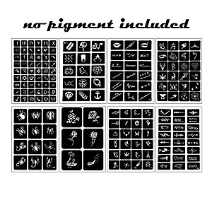 Koogel 524 PCS Henna Tattoo Stencil Kit,20 Sheets Henna Temporary Tattoo Stickers for Women and Girls Face Paint Body Art