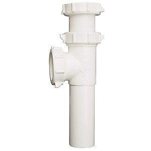 Plumb Pak PP66-8W Master End Outlet Tee And Tailpiece With Baffle, 1-1/2 In, Slip/Direct, Plastic, No Size, White