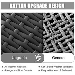 LayinSun 8 Piece Patio Furniture Set with 44" Propane Gas Fire Pit Table, Outdoor Sectional Conversation Set Wicker Rattan Sofa Set with Coffee Table