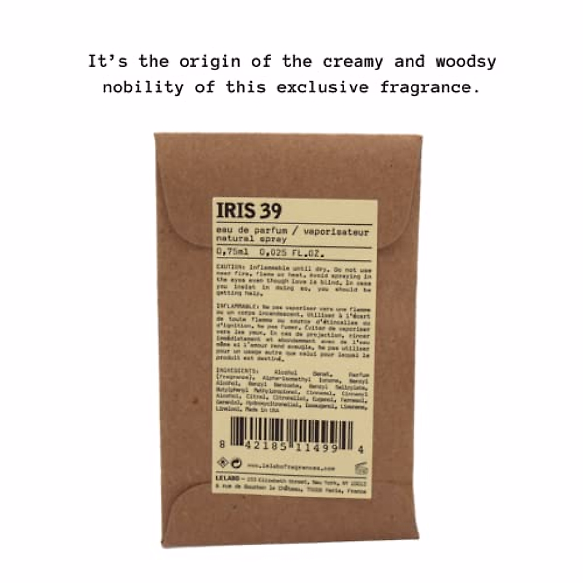 Le Labo Iris 39 Eau De Parfum Natural Spray Sample 0.75 ml / 0.025 oz