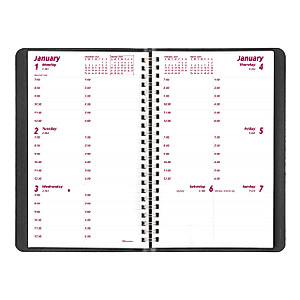 Brownline 2024 Essential Weekly/Monthly Planner, 12 Months, January to December, Twin-Wire Binding, 8.5" x 6.75", Black (CB850.BLK-24)