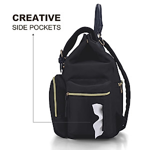 VS VOGSHOW Diaper Bag Backpack, Multifunction Baby Bag Backpack, Modern Baby Diaper Backpack, Stylish Maternity Nappy Bag, Black