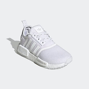 adidas Originals unisex child Nmd_r1 Sneaker, White/White/Grey, 1.5 Little Kid US