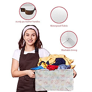 Valentine's Day Storage Bins with Handles, Love Heart Cake Arrow Math Ombre Storage Basket for Shelves, Cube Storage Organizer Bins for Toys, Closet (1 Pack, 15" x 11" x 9.5")