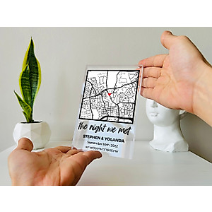 Our First Date Valentines Day Map Plaque - Couple Map, Gift for Her, Acrylic Plaque Couple Gift, Custom Locaiton, Valentines Day Gift, Couples Gift, Gifts for Wife and Husband