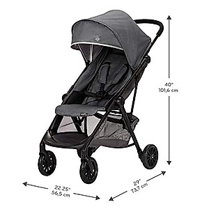 Evenflo Aero Ultra-Lightweight Stroller, Self-Standing Compact Folding Design, 2 Mesh in-Seat Pockets, Large Storage Basket, Flex-Hold Parent Cup-Holder, 50-Pound Capacity, Easy Storage, Dove Gray