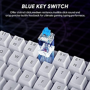 TECURS 60% Gaming Keyboard Mechanical Led Wired Keyboard Mini 61 Key Compact Gamer Keyboard Clicky with Blue Switch for Computer PC Laptop
