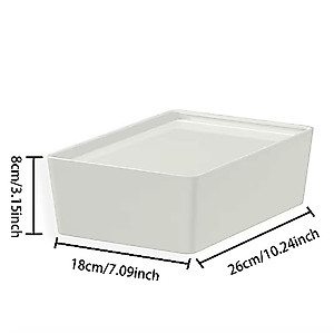 AJbells Stackable Storage Bins with Lids, Fridge Storage, Pantry Organization and Storage, Plastic Storage Bins with Lids for Shelves, Bedroom, Pantry, School, Office (10.2 * 7.0 * 3.1in) White 6 Pcs