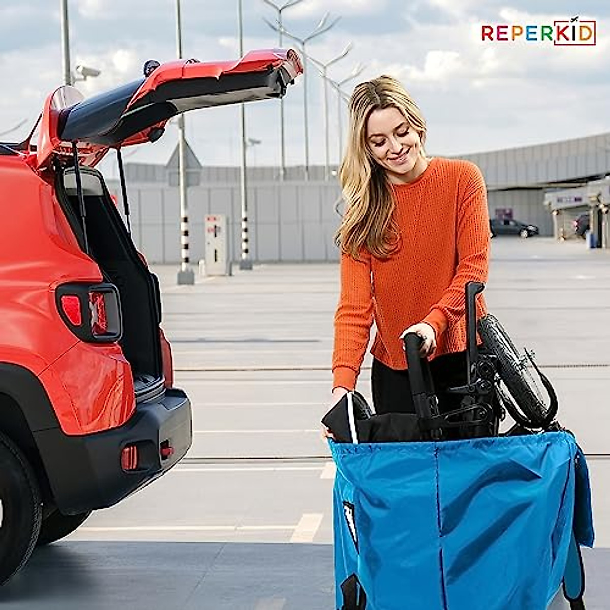 reperkid Durable Double Stroller Bag for Airplane Travel – Heavy Duty Large Single/Jogging Stroller Travel Bag – Sizeable and Water Resistant Stroller Travel Bag with Padded Adjustable Carry Straps
