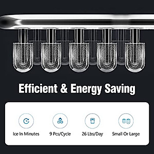 VECYS Stainless Steel Countertop Ice Maker 26LBS Daily Ice Making Capacity, Portable Ice Machine with Self-Clean Function, Perfect for Home and Office