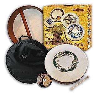 Waltons Bodhrán 18" (Chase) - Handcrafted Irish Instrument - Crisp & Musical Tone - Hardwood Beater Included w/Purchase