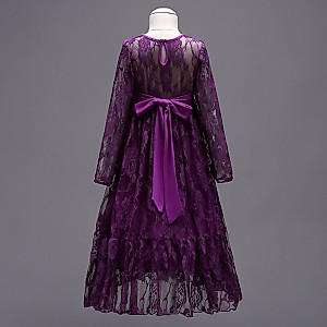 Flower Girls Lace White First Communion Dress Wedding Bridesmaid Party Christening Princess Aline Boho Rustic Dance Gown 12-13