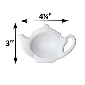 Home-X Tea Bag Holder Dishes, Set of 4 - Tea Infuser Rest, Coasters for Tea Party, Coffee Bar Accessories, and Spoon Rest - Tea Bag Saucers for Home and Kitchen, White Plastic
