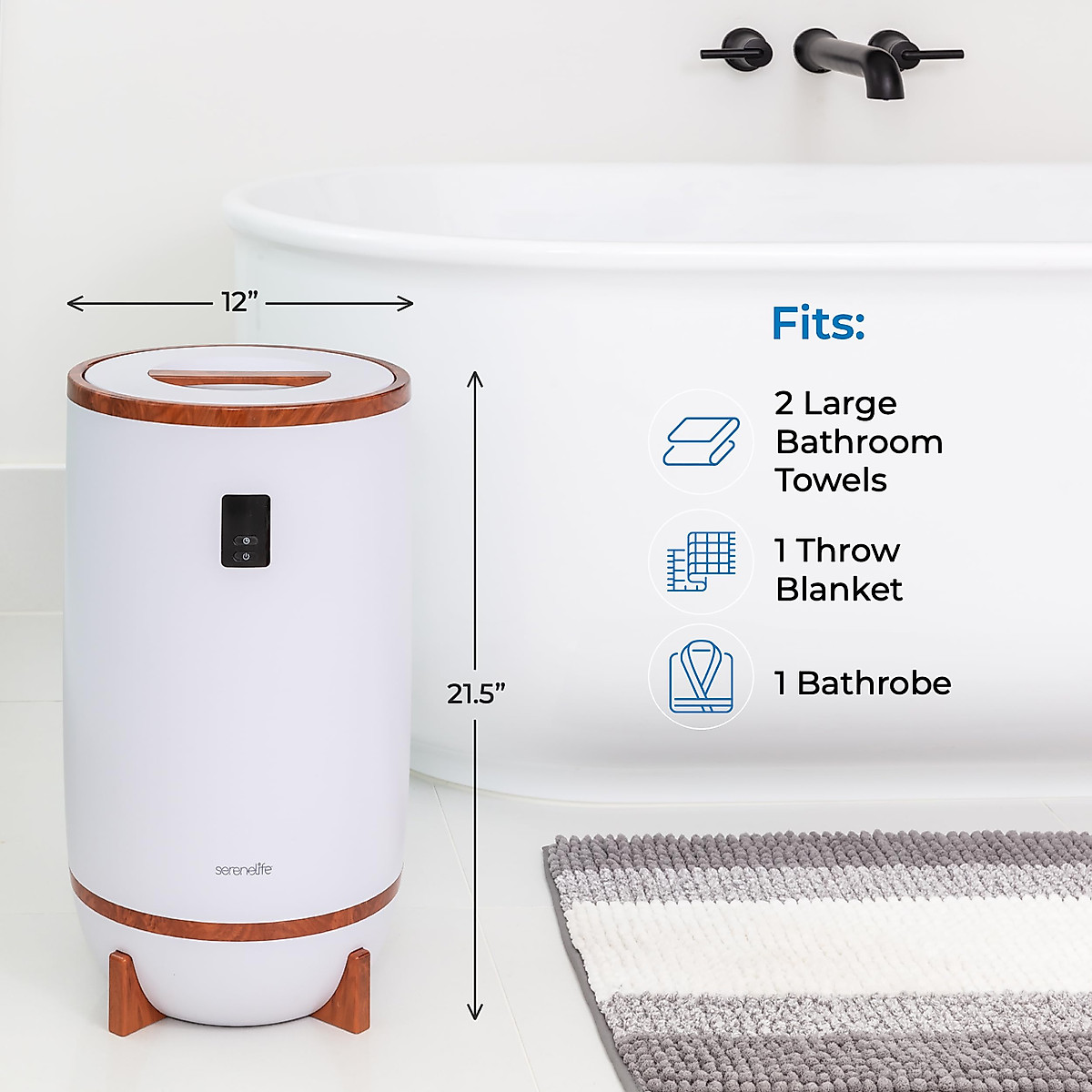 SereneLife Towel Warmer Bucket, with Customized Fragrance for Spa and Bathroom, Luxury Towel Heater Gifts for Him & Her, Auto Shut off, Fits 2 large Towels, Blankets, Bathrobes, PJ's (Cherry)