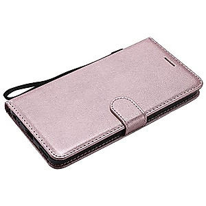 SATURCASE Case for LG V20, Classical PU Leather Flip Magnet Wallet Stand Card Slots Protective Cover with Hand Strap for LG V20 (XD-Rose Gold)