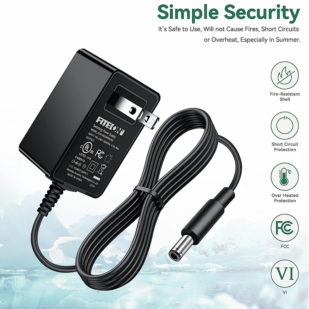 12V 1A Power Adapter Input 100V-240V, Output 12V 12W US Plug 5.5 * 2.5mm Voltage DC Power Supply for Cat Litter Box, etc.