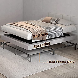 Realuson Basics Metal Bed Frame Queen Size,7 Inch Low to Ground Bed Base 9-Leg Support for Box Spring and Mattress,Heavy Duty Sturdy Black Bedframe,Tool-Free Easy Assembly