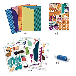 DJECO Inspired by Square Heads Sticker Craft Kit, Picasso, Multi