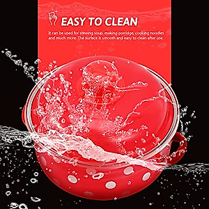 Luxshiny Enamelware Pot Enamel Soup Pot Vintage Stew Pot Stock Pot with Double Handle Soup Pasta Cooking Pot Noodle Porridge Pot for Kitchen Induction Cooktop Gas Stove 1. 1L 16cm Pasta Pot