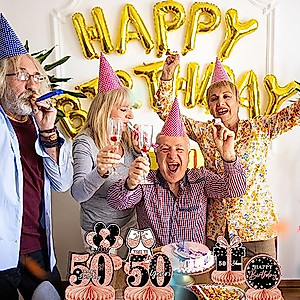 10Pcs Rose Gold 50th birthday decorations Honeycomb Centerpieces for women ，Happy 50th Birthday Centerpieces Tables Toppers Party Supplies,50th Birthday Table Sign Decor