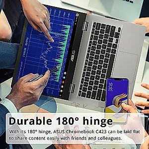 ASUS C423NA Chromebook 14" HD Laptop, Intel Celeron N3350 Processor, 8GB RAM, 64GB eMMC Flash Memory, Intel HD Graphics, HD Webcam, Stereo Speakers, Chrome OS, Silver (Renewed)