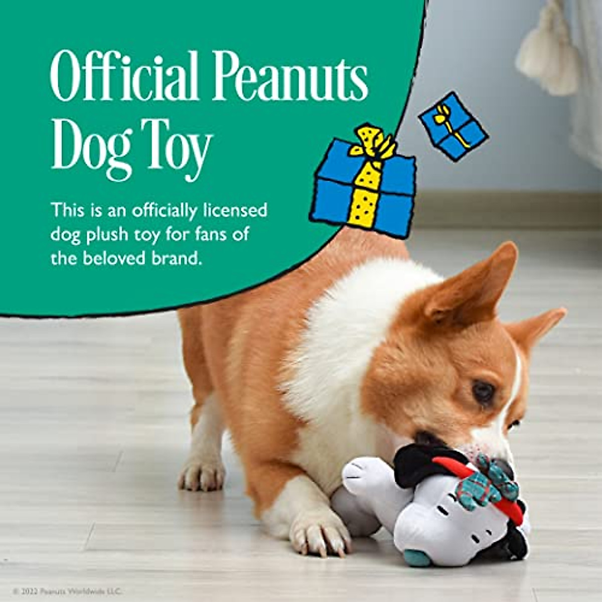 Peanuts for Pets Comics 9" Holiday Snoopy Reindeer Squeaky Dog Toy | Medium Snoopy Christmas Snoopy Dog Toy | Snoopy Stuffed Animal Officially Licensed Pet Product from Comics (FF23517)