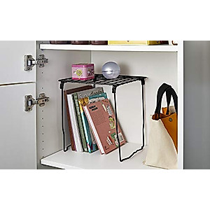 LockerMate Stac-A-Shelf Locker Organizer Shelf, Stackable, Extra Tall, Fits Standard Size School Lockers, Black