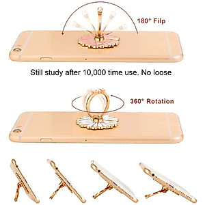 Zittop 3-Pack Phone Ring Holder 360 Rotation Glitter Bling Bling Finger Bracket Stand Grip Kickstand for Smartphones,Tablets,Pads (Daisy Pink/White/Green)