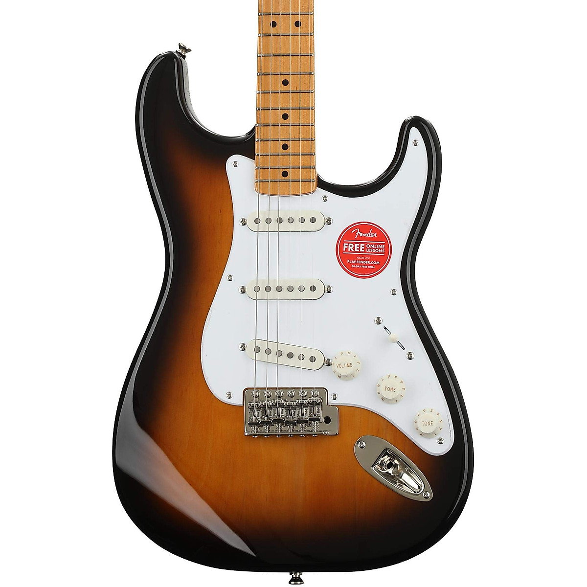Squier Classic Vibe 50s Stratocaster Electric Guitar, with 2-Year Warranty, 2-Color Sunburst, Maple Fingerboard