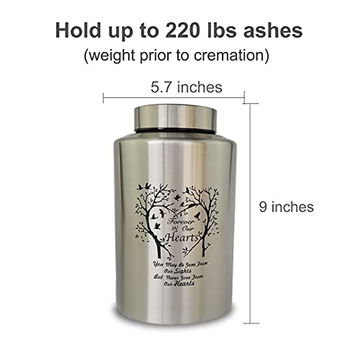 220 lbs Large Urns for Adult Male Female Ashes, Decorative Cremation Urn for Human Ashes(Tree of Love)