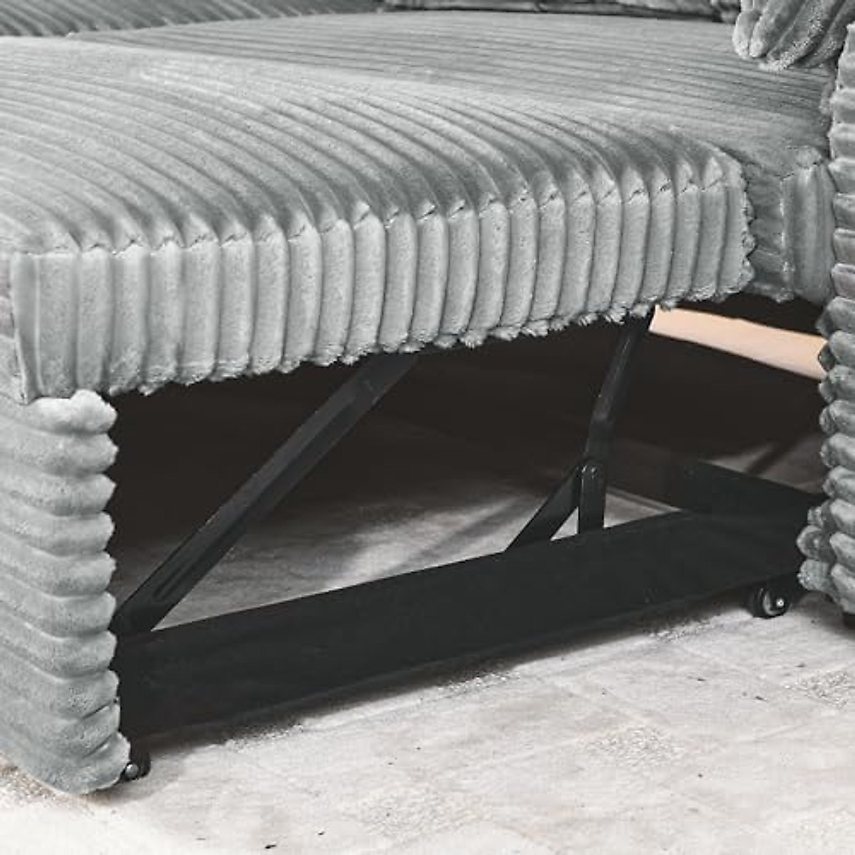 Corduroy Tufted Upholstered Left Facing Sleeper Sectional Sofa, L-Shaped Pull Out Sleep Couch Bed Modular Convertible Sofabed with Right Storage Chaise and Pillow-top Armrests for Living Room