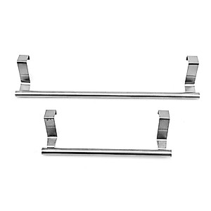 DGFJY Bathroom Towel Robe Rack Stainless Steel Towel Bar Kitchen Dish Cloths Hanger Home Door Hanging Holder Rustproof Over The Door Towel Rack, white, Silver