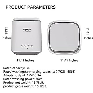 Portable Mini Fully Automatic Washing Machine for Underwear, Panties, and Socks Designed Specifically for Separating Close-Fitting Clothing (ABS-WHITE-GRAY)
