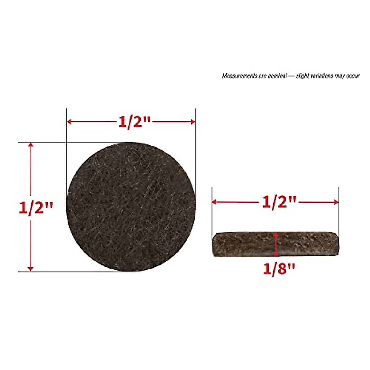 Shepherd Hardware 9958 1/2-Inch Self-Adhesive Felt Furniture Pads, 24-Pack, Brown