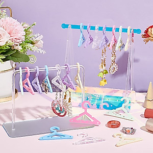 PH PandaHall 42pcs Clothes Hanger Earring Holder Necklace Mini Hanger Rack Jewelry Display Dangle Earring Hanging Organizer Acrylic Ear Studs Display Rack for Retail Show Personal Exhibition