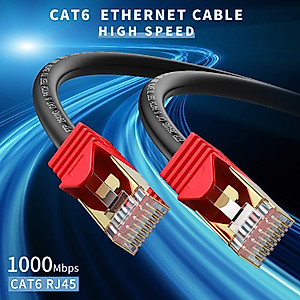 XXONE Outdoor Cat 6 Ethernet Cable 15ft, 26AWG Heavy-Duty Cat6 Networking Cord Patch Cable RJ45 LAN Wire Cable FTP Waterproof Direct Burial