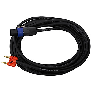 Rockville 20 Foot Speakon to Banana Speaker Cable, 16 Gauge, 100% Copper (RSB16),Black