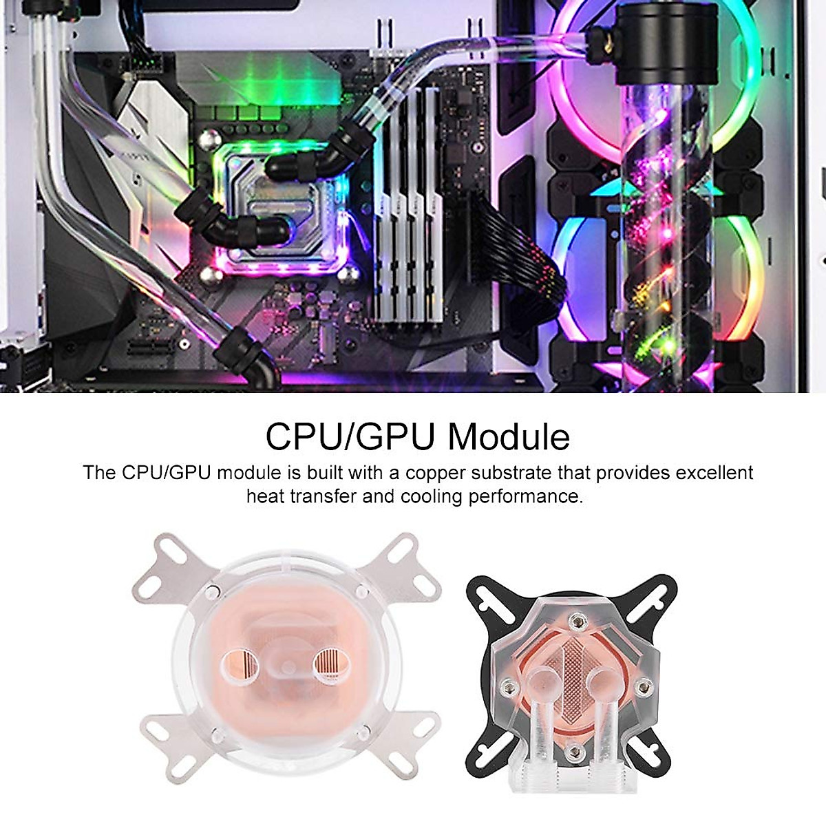 ASHATA PC Water Cooling Kit,Universal Water Cooling Radiator,Tubing,Pump,Cylindrical,Dual Fan,Mounting Accessories Computer Water Cooling Liquid Cooler Kit